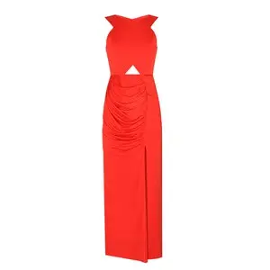 MIRIMALIST Halterneck Ruched Maxi Dress