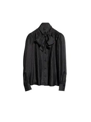 Gucci Printed Silk Twill Shirt With Bow