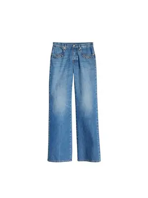 Gucci Bootcut Cotton Denim Pants With Horsebit