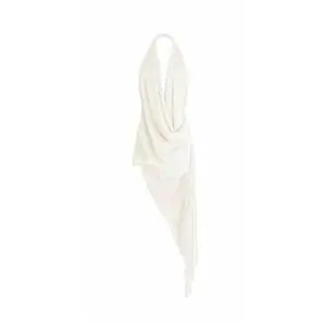 AVENUE 8 Chiffon Mini Draped Dress Ecru - White