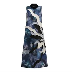 JULIA ALLERT High Neck Sleeveless Dress Abstract Print - Blue