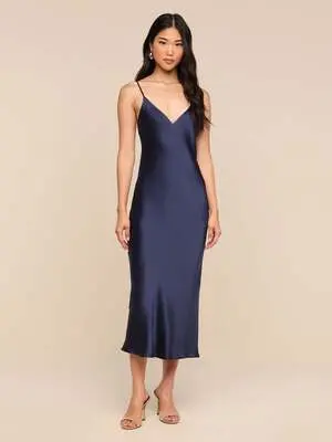 L'Agence Seridie Silk Slip Dress - Midnight