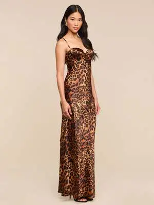 L'Agence Sayla Silk Gown - Tan Multi Javan Leopard