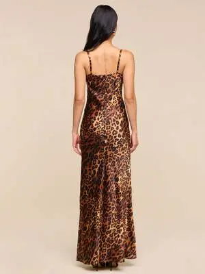 L'Agence Sayla Silk Gown - Tan Multi Javan Leopard