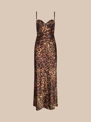 L'Agence Sayla Silk Gown - Tan Multi Javan Leopard