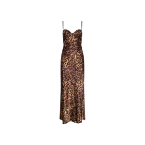 L'Agence Sayla Silk Gown - Tan Multi Javan Leopard