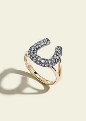 LUCY DELIUS Antique Finish Diamond Horseshoe Ring