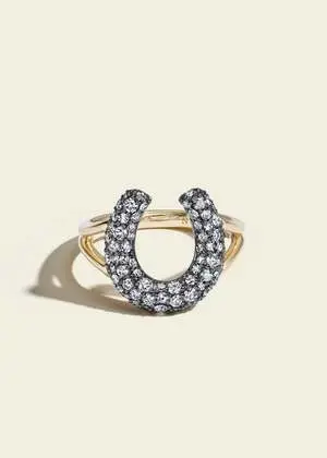LUCY DELIUS Antique Finish Diamond Horseshoe Ring
