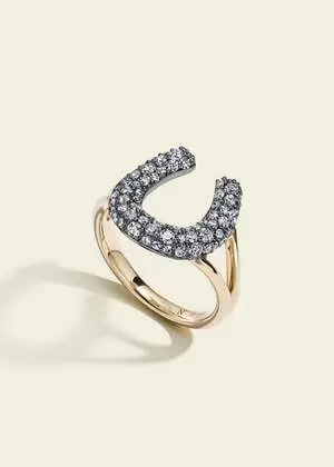 LUCY DELIUS Antique Finish Diamond Horseshoe Ring