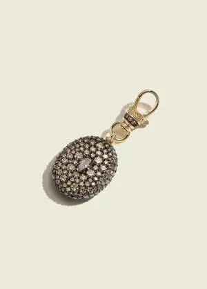 LUCY DELIUS Cognac Diamond Oval Pocket Watch Pendant With Small Albert Clip - Brown