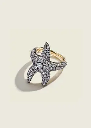 LUCY DELIUS Starfish Diamond Pave Ring - Yellow