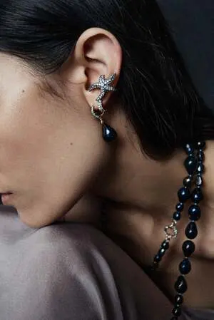 LUCY DELIUS Starfish Diamond Pave Ear Cuff