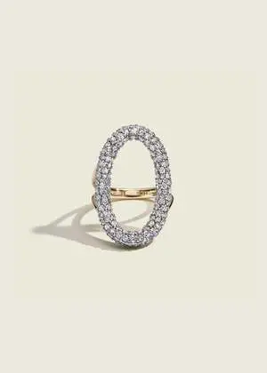 LUCY DELIUS Large Modern Finish Diamond Oval Ring - Yellow