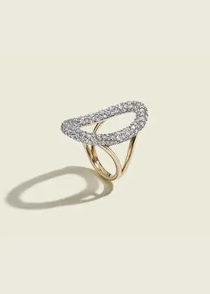 LUCY DELIUS Large Modern Finish Diamond Oval Ring