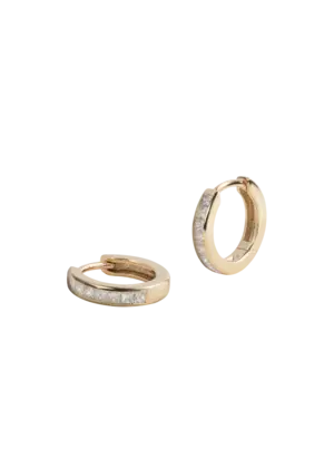 LUCY DELIUS Carré Cut Diamond Huggie Earrings - Yellow