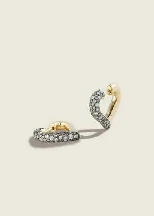 LUCY DELIUS Antique Finish Baby Chubby Love Diamond Hoops - Yellow