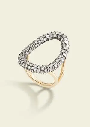 LUCY DELIUS Antique Finish Diamond Oval Ring - Brown