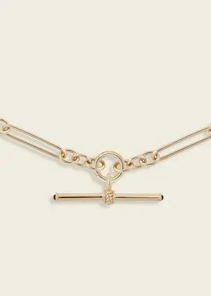 LUCY DELIUS Gold T-bar With Sapphire Cabochons
