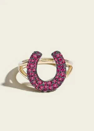 LUCY DELIUS Antique Finish Ruby Horseshoe Ring
