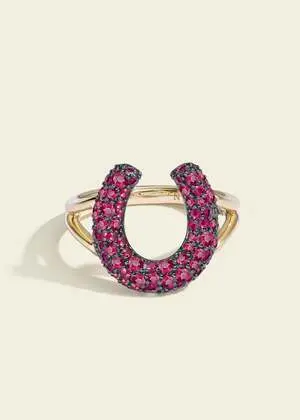 LUCY DELIUS Ruby Horseshoe Ring