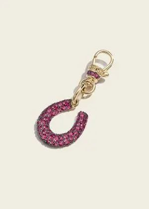 LUCY DELIUS Antique Finish Ruby Horseshoe Pendant On Clip - Red