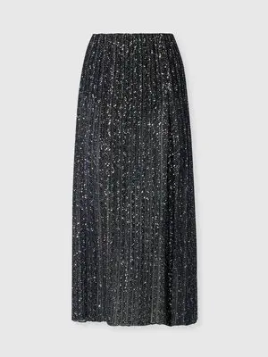 Missoni Ribbed Midi Skirt With Slit And Sequins
