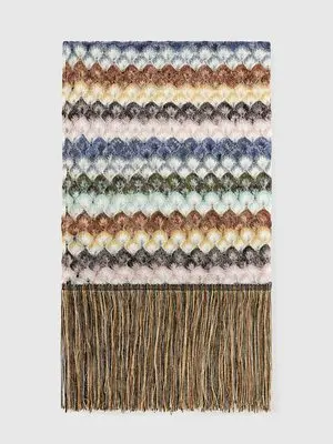 Missoni Viscose Lamé Stole With Fringes And Lace Motif - Multicoloured