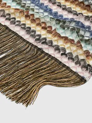 Missoni Viscose Lamé Stole With Fringes And Lace Motif