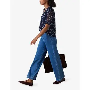 Whistles Floral-print Short-sleeve Woven Blouse