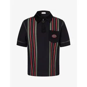NICHOLAS DALEY Contrast-stripe Corduroy-trim Cotton Polo Shirt