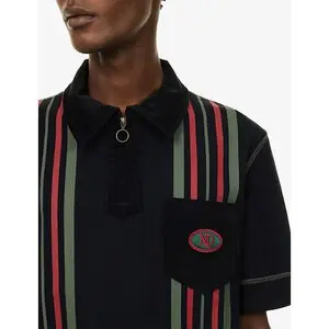 NICHOLAS DALEY Contrast-stripe Corduroy-trim Cotton Polo Shirt