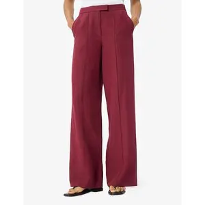 Whistles Straight Regular-fit Cotton And Linen-blend Trousers