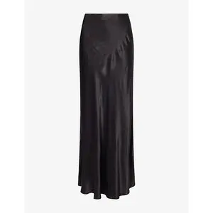 Rails Romina Bias-cut Satin Maxi Skirt - Black