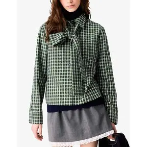 Maje Rhinestone Tie-neck Cotton Shirt