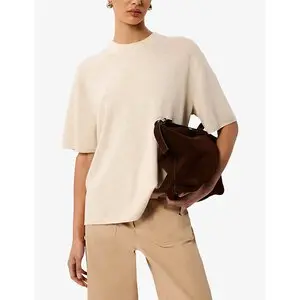 Whistles Short-sleeved Knitted Cotton-blend T-shirt