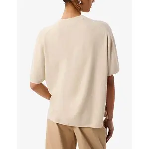 Whistles Short-sleeved Knitted Cotton-blend T-shirt