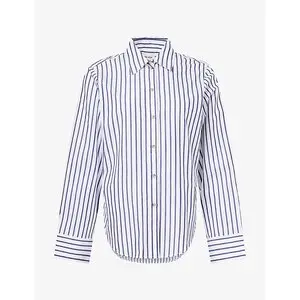 ME+EM Forever Striped Cotton Shirt - Soft White/navy