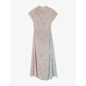 Whistles Cowl-neck Graphic-print Woven Midi Dress