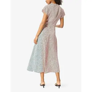 Whistles Cowl-neck Graphic-print Woven Midi Dress