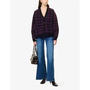 FRAME Houndstooth-check Wool-blend Cardigan