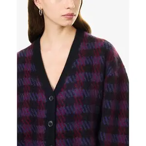 FRAME Houndstooth-check Wool-blend Cardigan