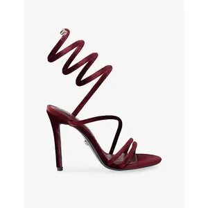 Carvela Spiral 105 Velvet Heeled Sandals - Red/dark