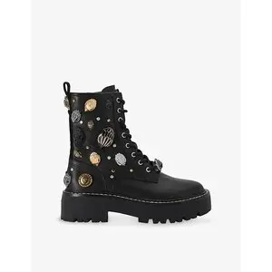 Kurt Geiger Matilda Eagles Leather Ankle Boots - Black