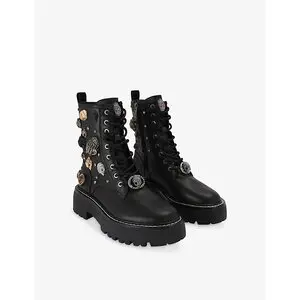 Kurt Geiger Matilda Eagles Leather Ankle Boots