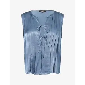 Rails Aja Pleated Satin Top - Atlantic