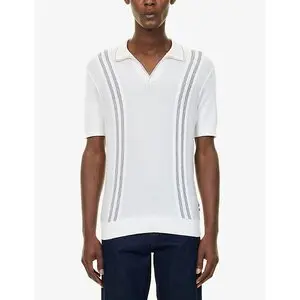 Orlebar Brown Horton Chevron-stripe Silk And Cotton-blend Polo Top