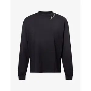 Amiri Embroidered-script Long-sleeve Cotton T-shirt - Black