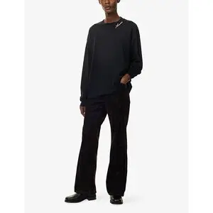 Amiri Embroidered-script Long-sleeve Cotton T-shirt - Black
