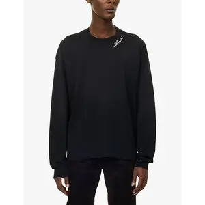 Amiri Embroidered-script Long-sleeve Cotton T-shirt - Black
