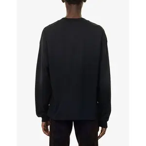 Amiri Embroidered-script Long-sleeve Cotton T-shirt - Black